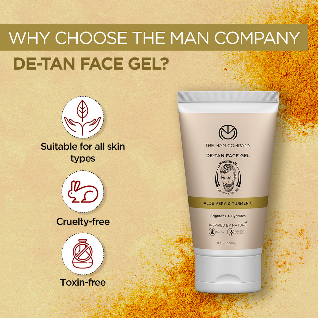 De-Tan Face Gel I Aloe Vera & Turmeric | The Man Company